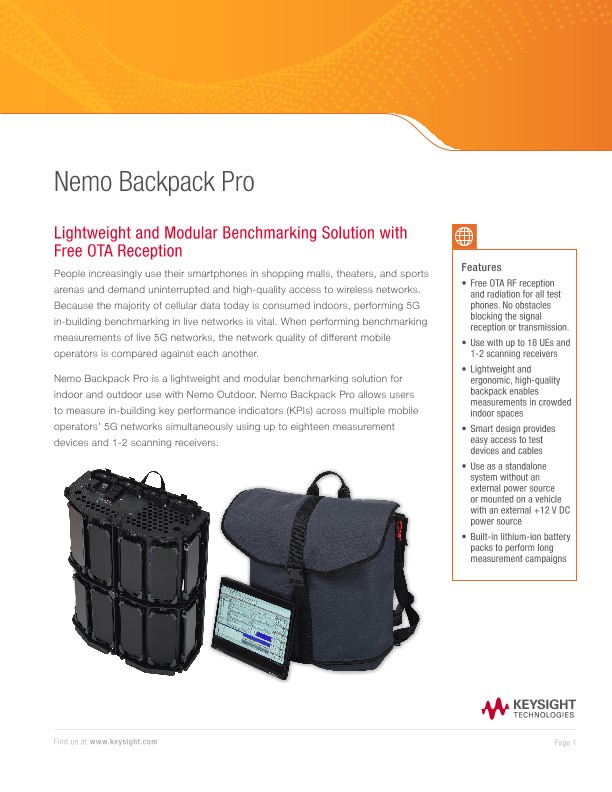 Nemo Backpack Pro Lightweight and Modular Benchmarking Solution with Free OTA Reception PDF ...